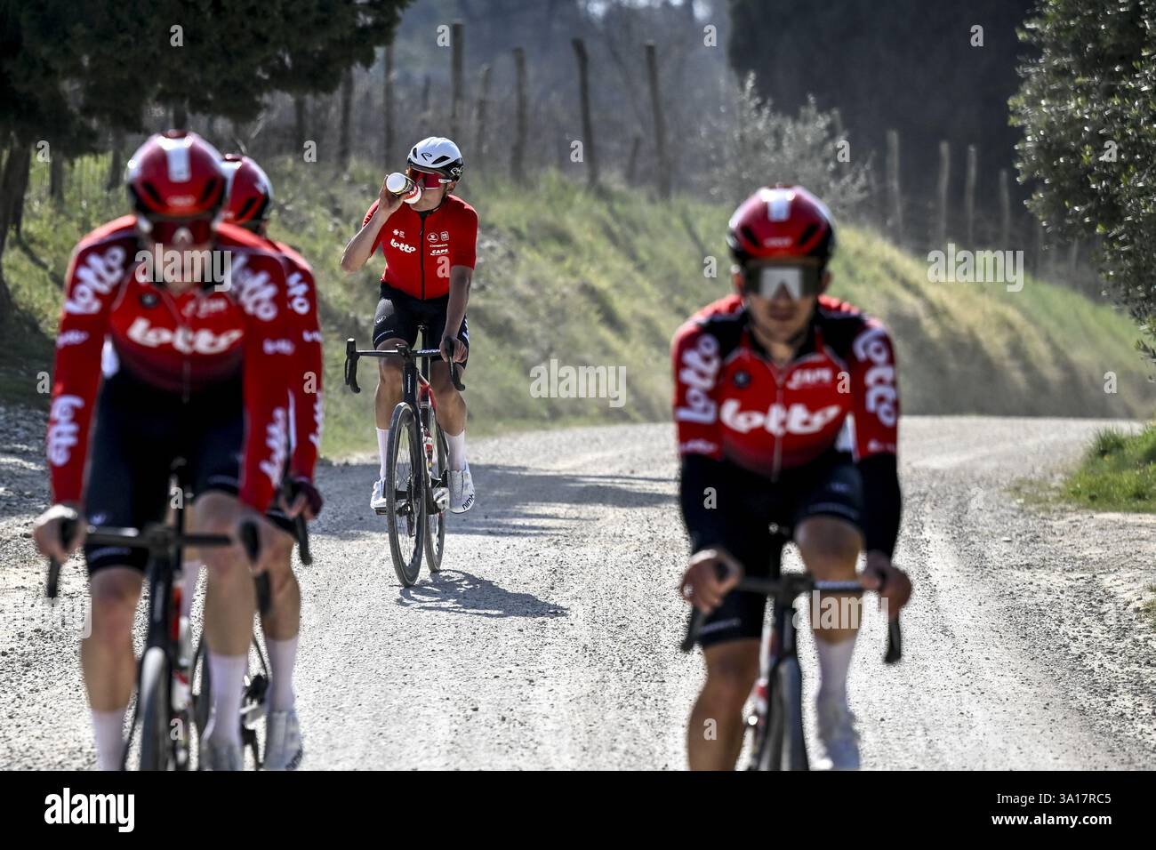 Belgian Lennert Van Eetvelt pictured in action during preparations for ...