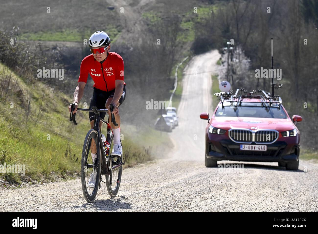 Belgian Lennert Van Eetvelt pictured in action during preparations for ...