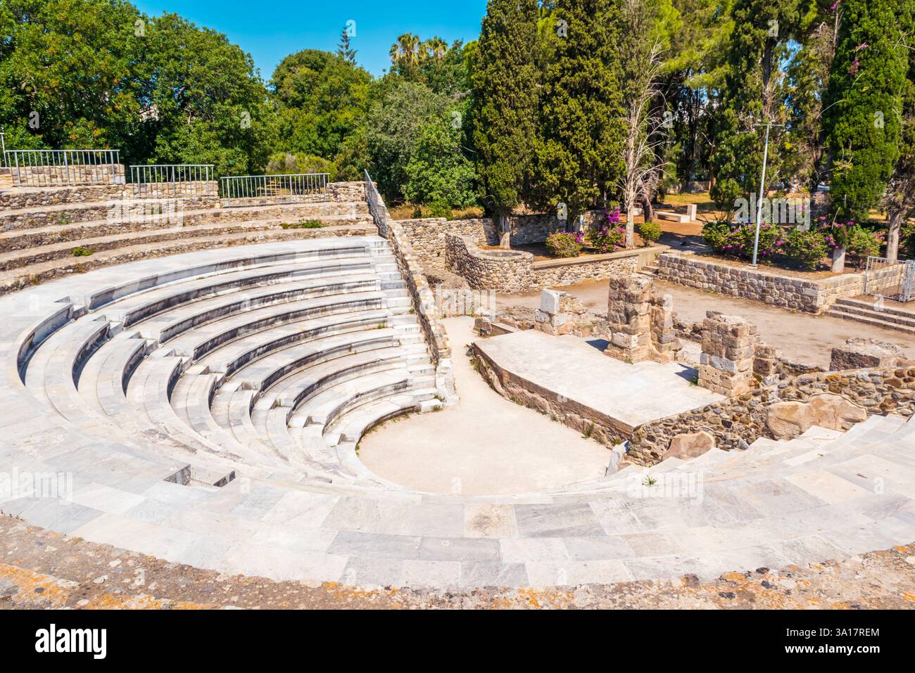 Ancient amphitheater, Roman Odeon on the Kos island, Greece Stock Photo ...