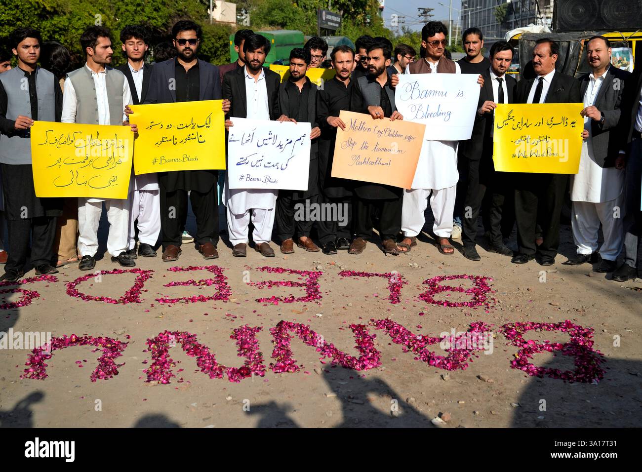 Students belong from Bannu district hold a protest to condemn the ...