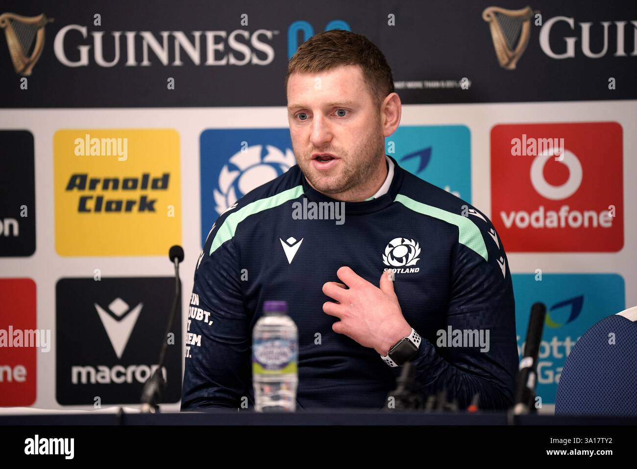 Scotland's Finn Russell during a press conference after the team run at ...