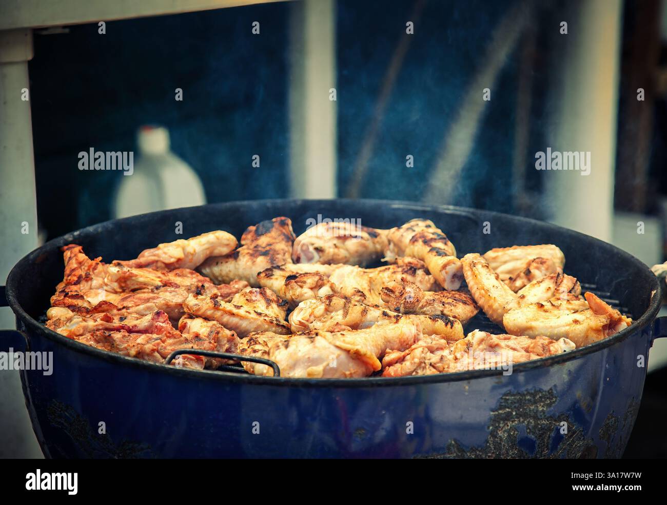 Delicious Chicken Meat on Barbecue Fire Stock Photo - Alamy