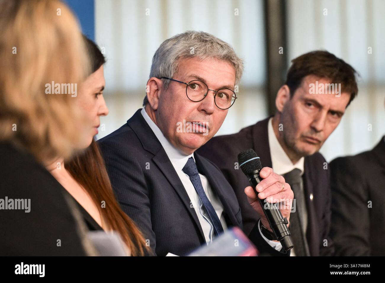 Business Director at ROV EXAIL ROBOTICS, Nicolas Astruc speaks during a ...