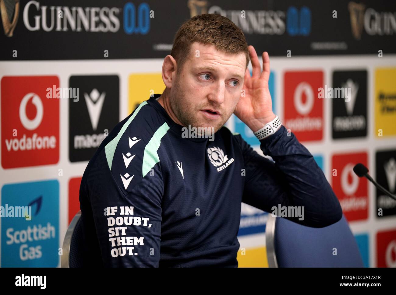 Scotland's Finn Russell during a press conference after the team run at ...