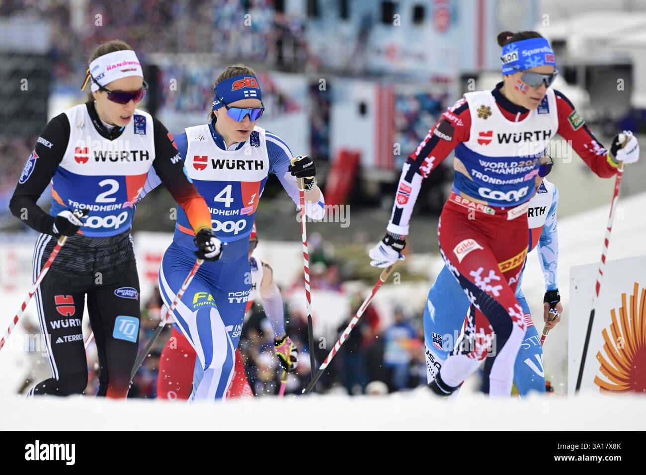 Trondheim, Norway. 07th Mar, 2025. Pia Fink (L) of Germany, Johanna ...