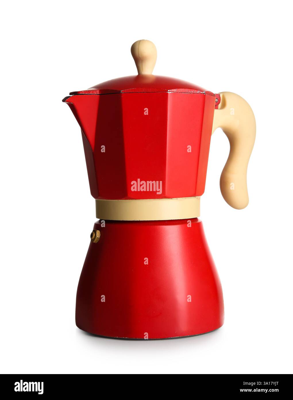 Red geyser coffee maker on white background Stock Photo - Alamy