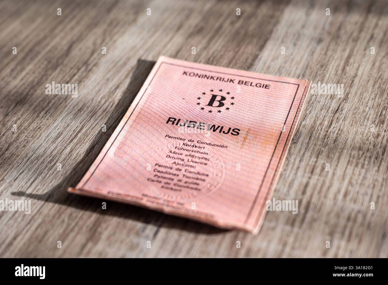 Belgian driving license front side, old style, anonymized, Brussels ...