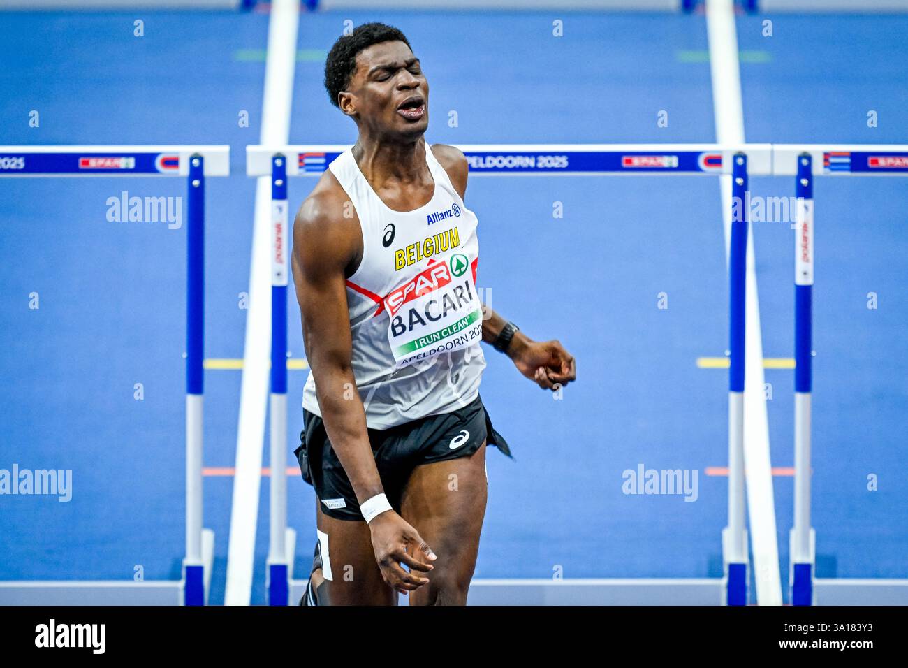 Belgian athlete Elie Bacari pictured in action during the men's 60m ...