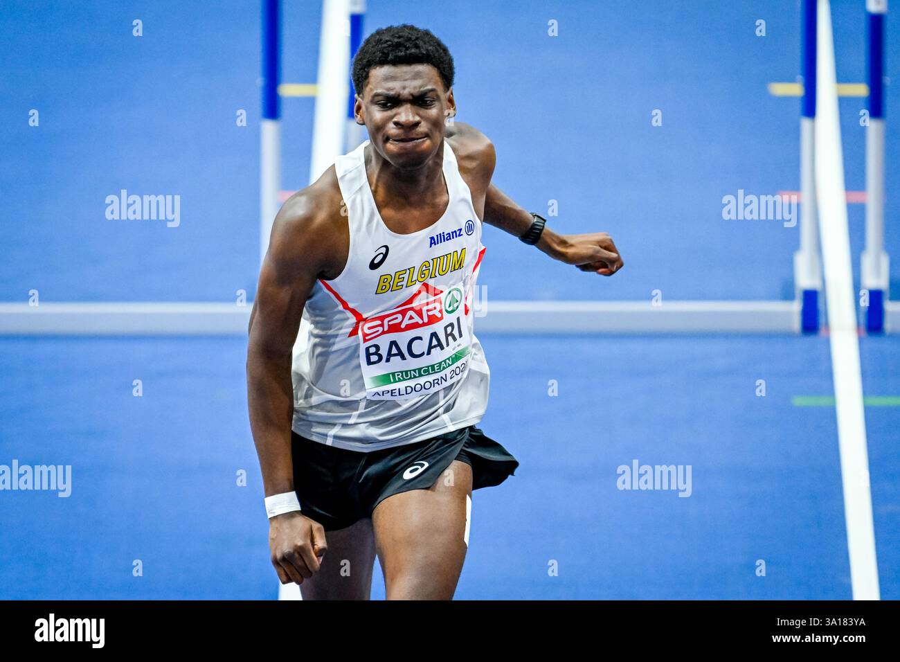 Belgian athlete Elie Bacari pictured in action during the men's 60m ...