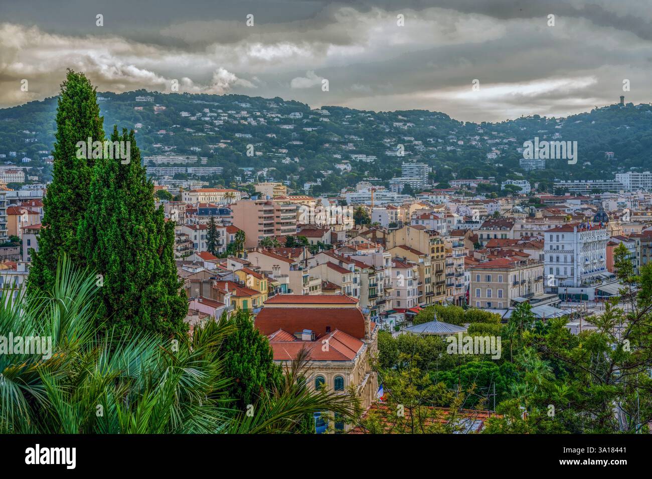 Aerial view on Cannes from hill where Église Notre-Dame d'Esperance ...
