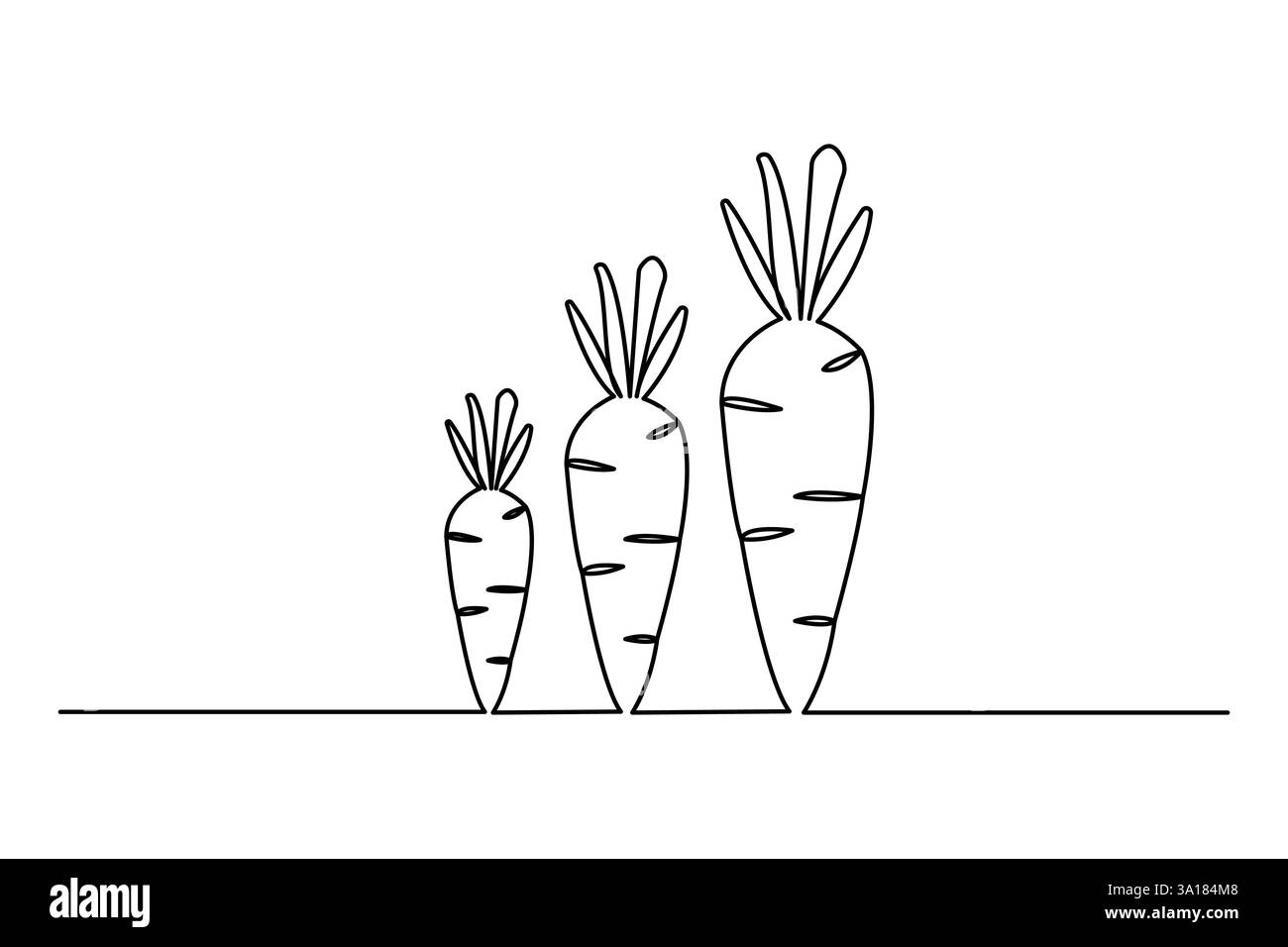 Continuous one line drawing of carrot abstract outline vector art ...