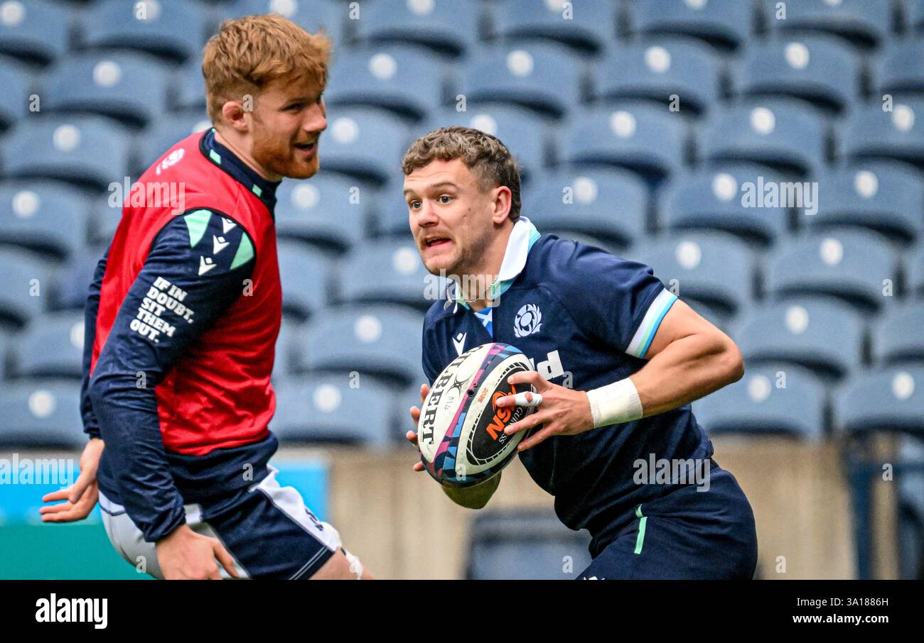 Scotland Rugby Team, Captain's Run, Murrayfield 07/03/25 Stock Photo ...
