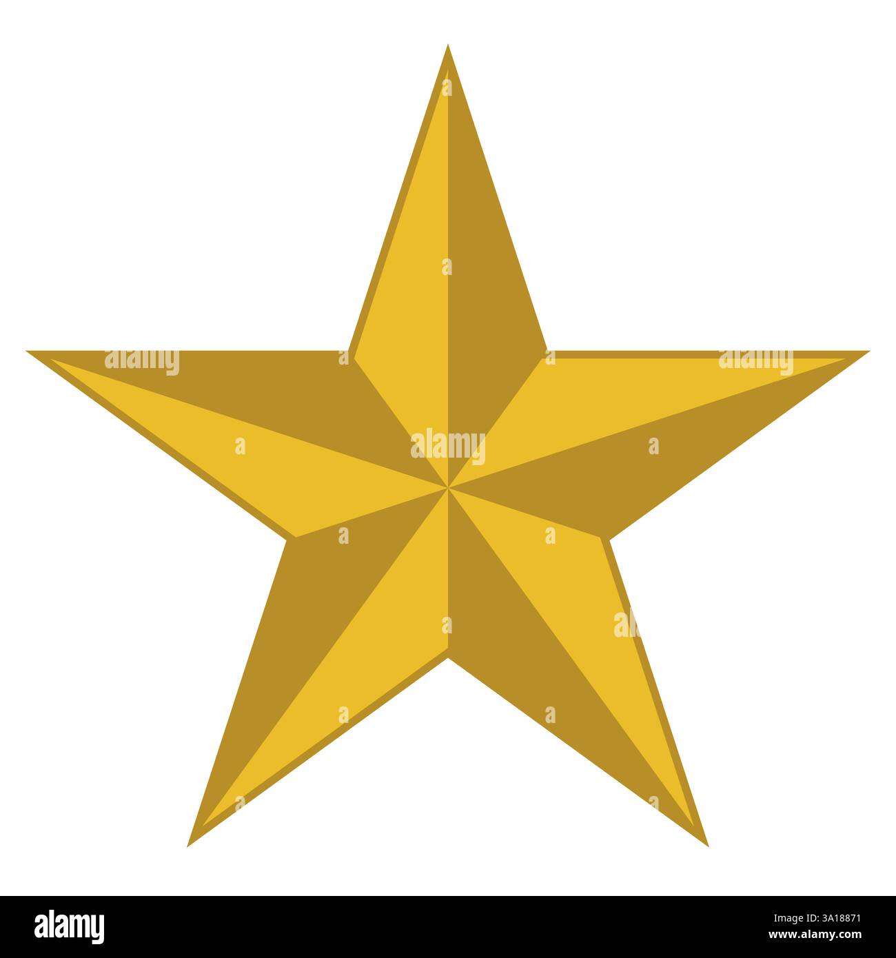 golden star shape symbol, vector illustration of five pointed star ...