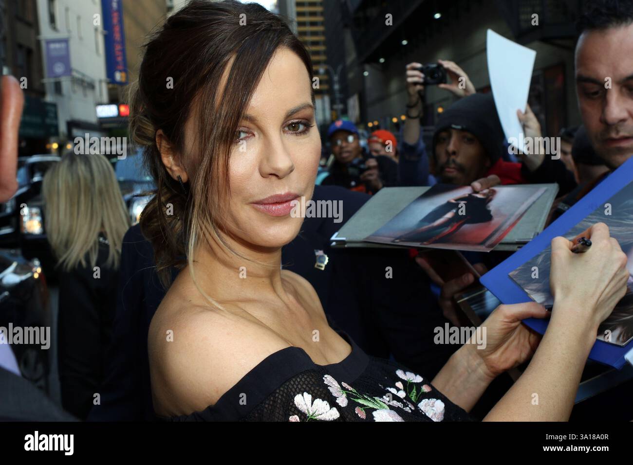 Actress Kate Beckinsale arriving to the Stephen Colbert show in New ...