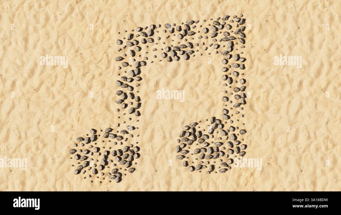 Concept conceptual stones on beach sand handmade symbol shape, golden ...