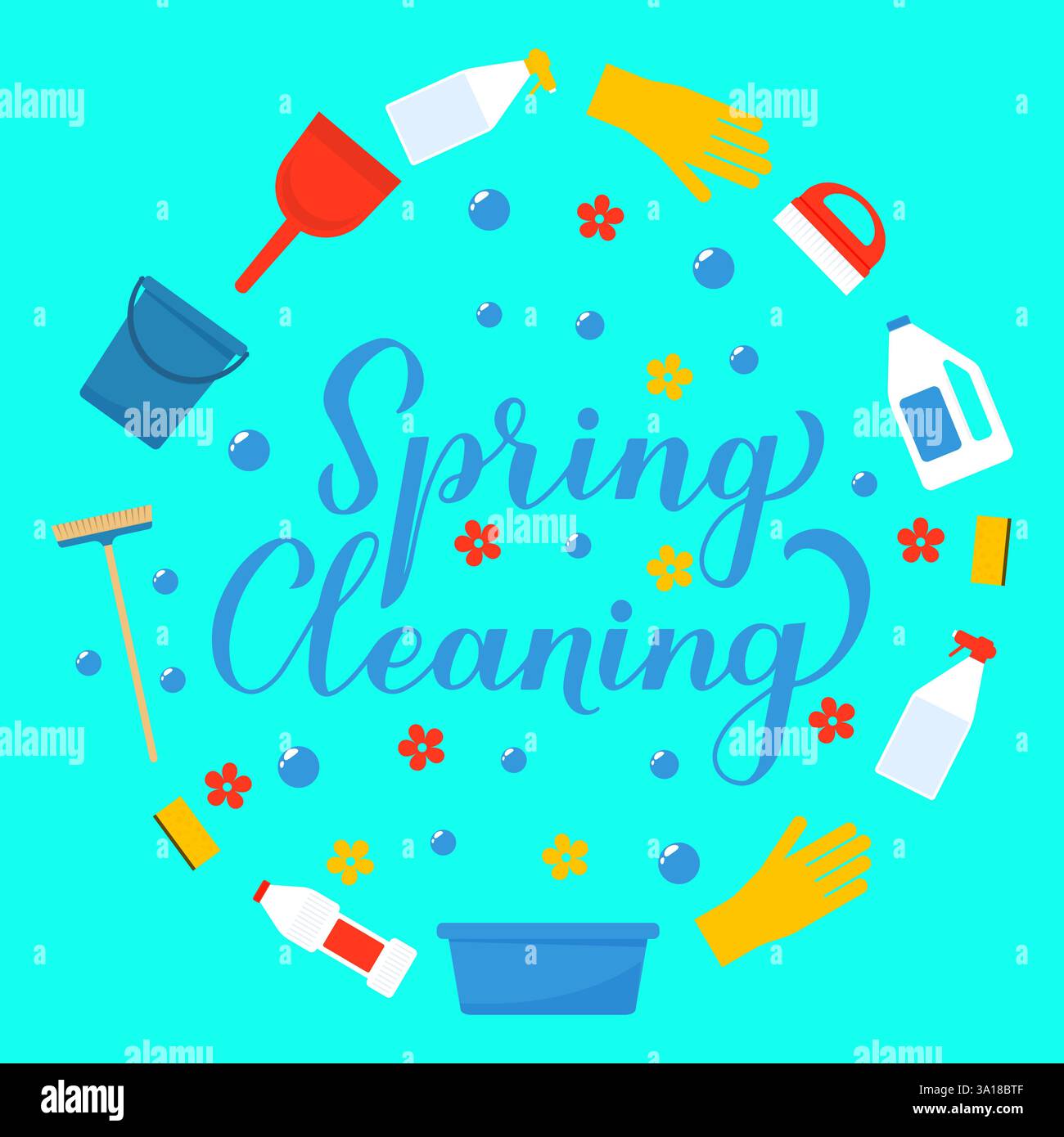 Spring cleaning calligraphy hand lettering. Vector template for ...