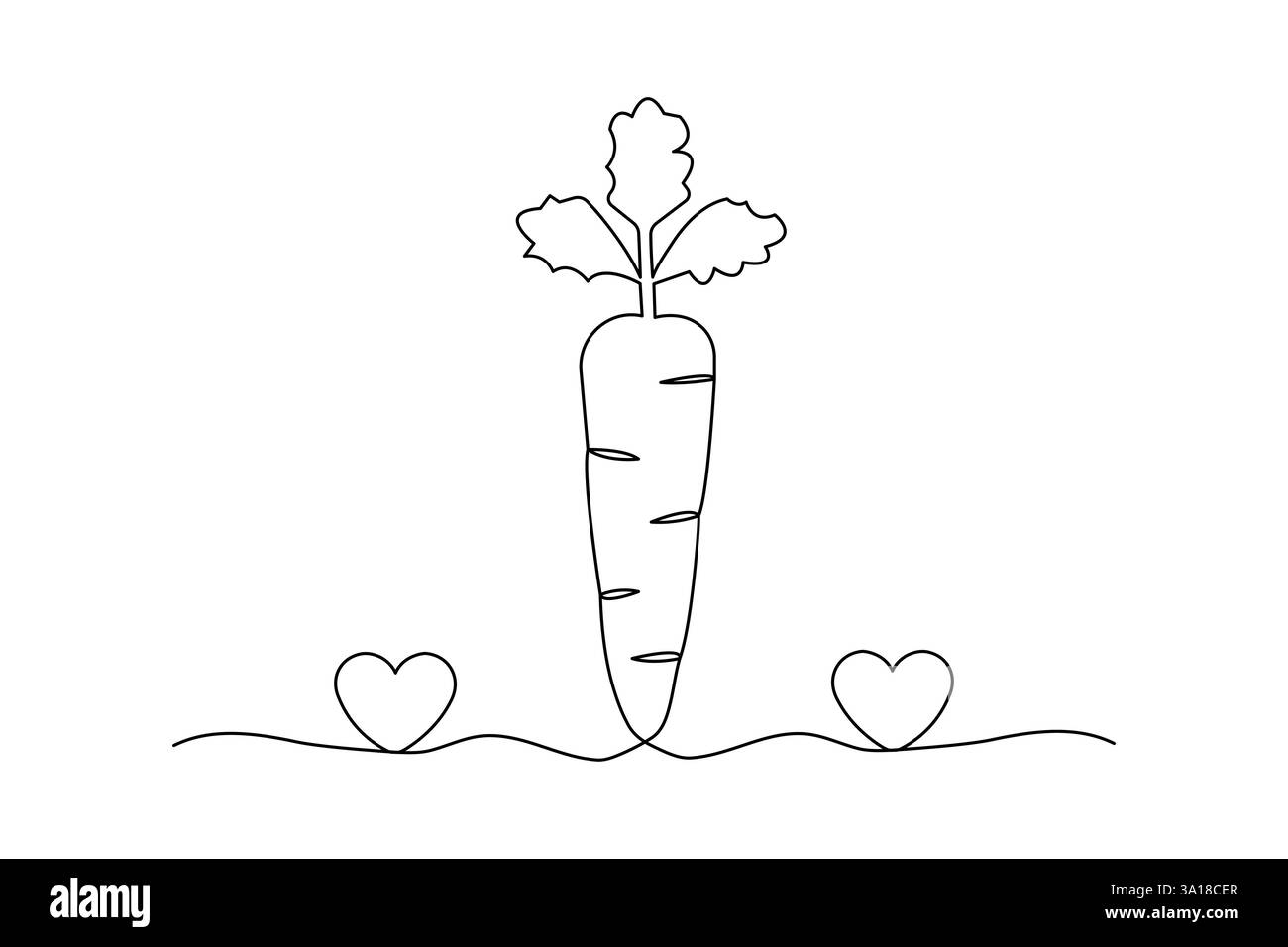 Simple carrot vegetable continuous one line drawing of carrot plant ...