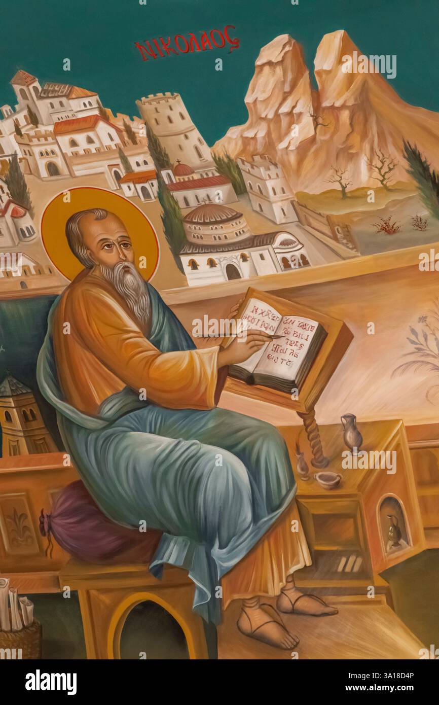 Cyprus, Paphos, Geroskipou, St.Nicholas Church, Interior view of ...