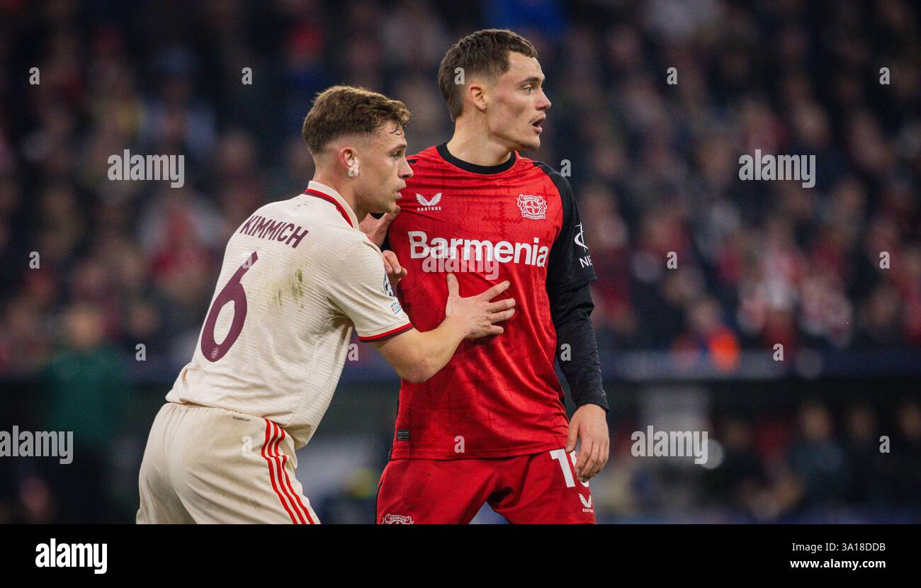 Munich, Germany. 05th Mar 2025. Joshua Kimmich (FCB) Florian Wirtz (LEV) FC Bayern München ...