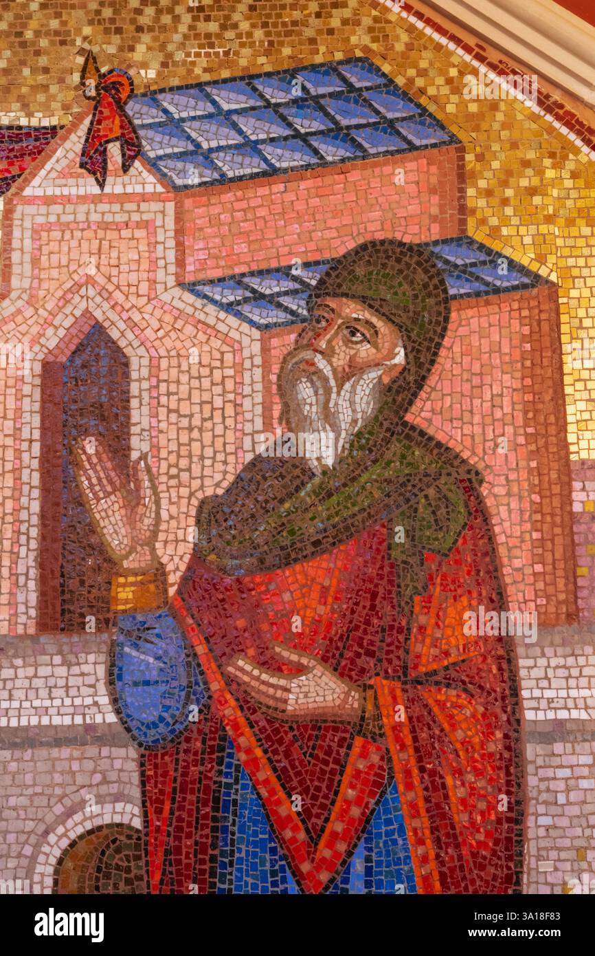 Cyprus, Paphos, Troodos Mountains, Kykkos Monastery, Mosaics depicting ...