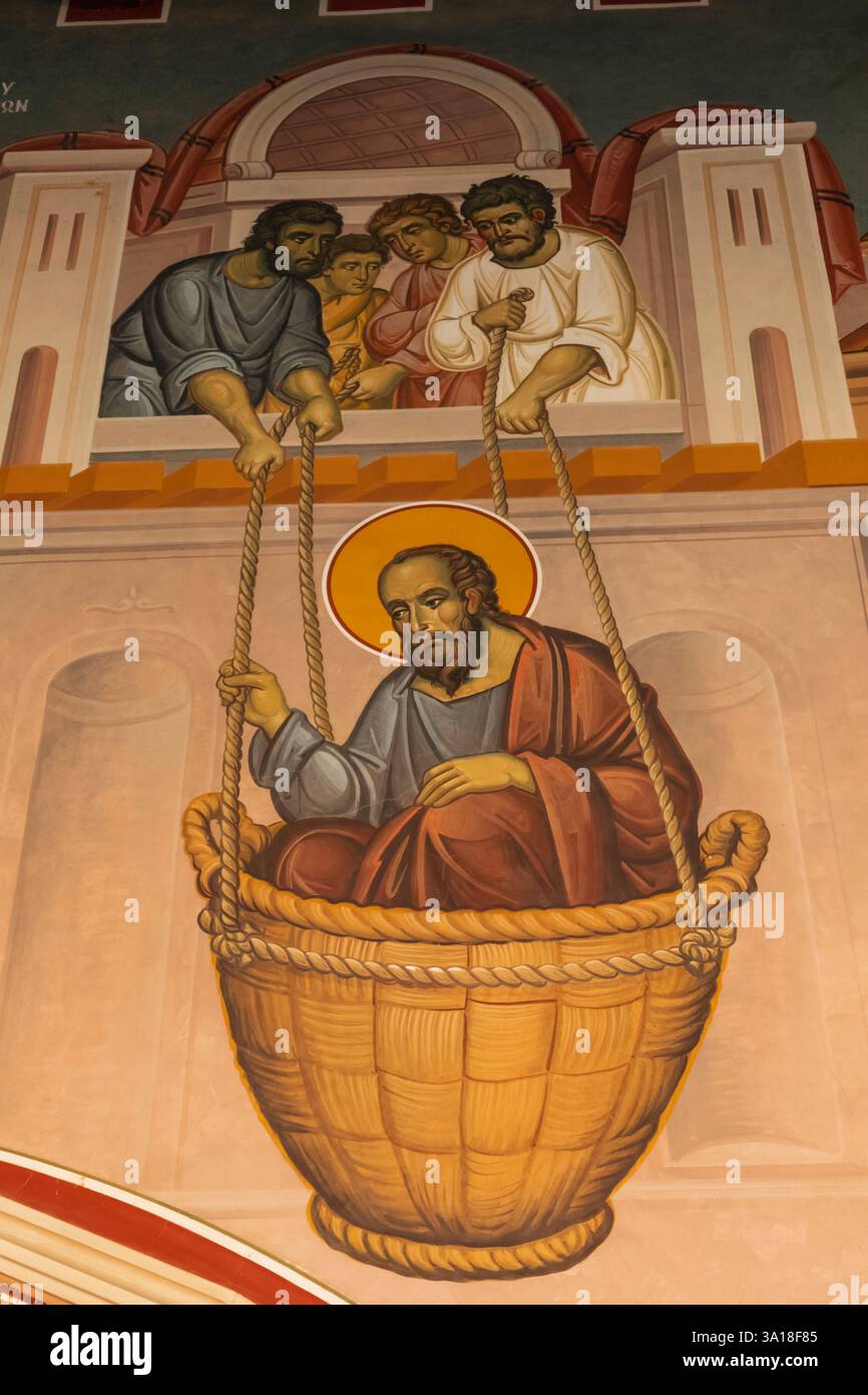 Cyprus, Paphos, Troodos Mountains, Kykkos Monastery, Mosaics depicting ...