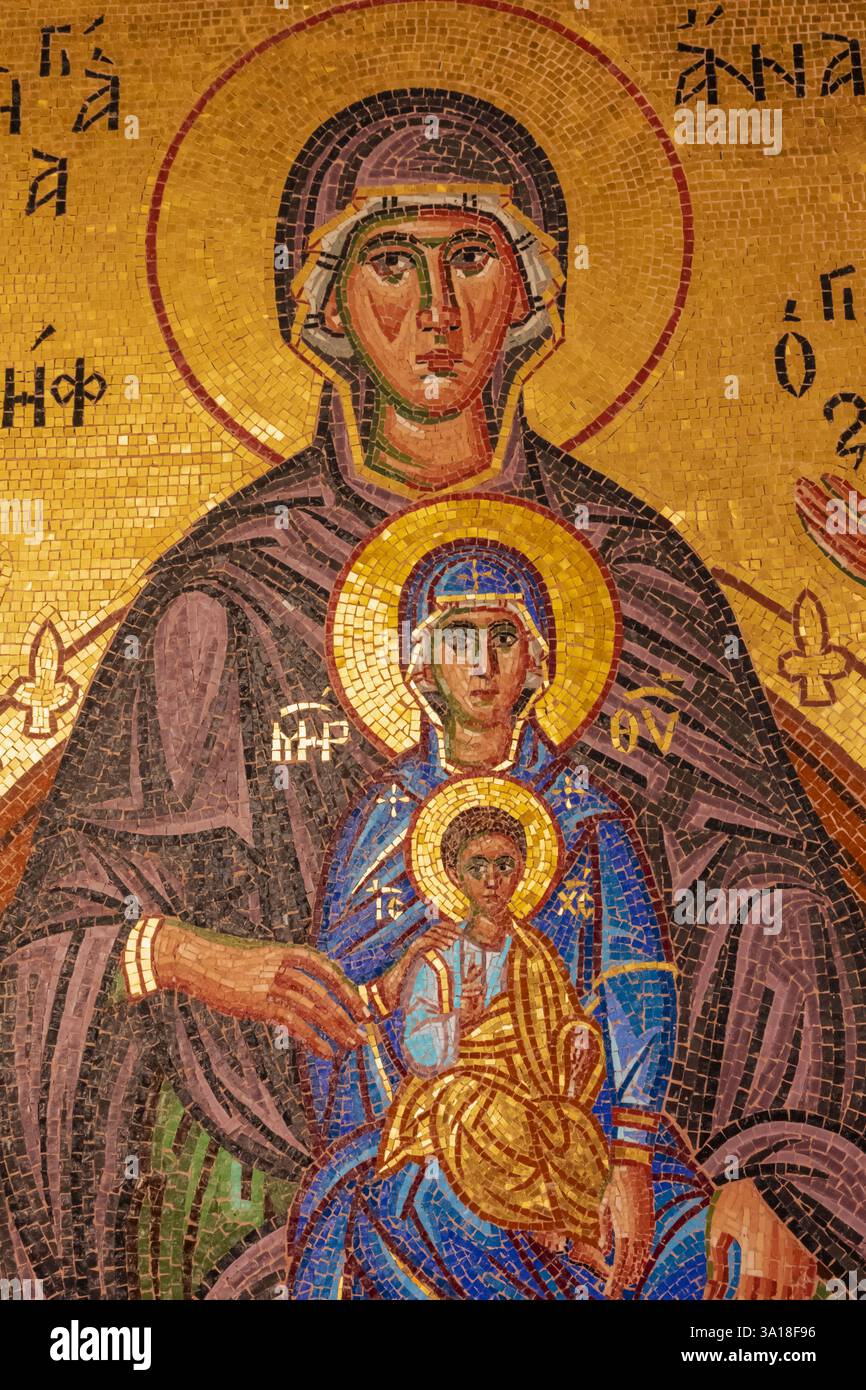 Cyprus, Paphos, Troodos Mountains, Kykkos Monastery, Mosaics depicting ...