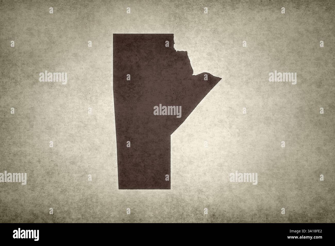 Grunge map of the province of Manitoba (Canada) printed on an old paper ...