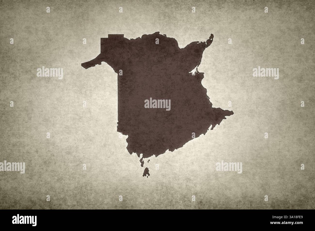 Grunge map of the province of New Brunswick (Canada) printed on an old ...