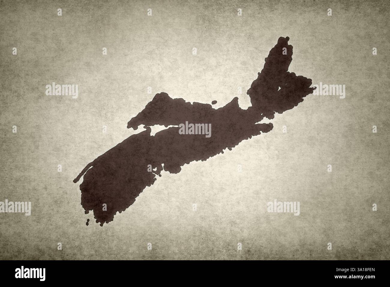 Grunge map of the province of Nova Scotia (Canada) printed on an old ...