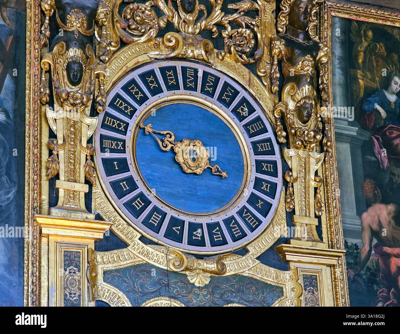 Clock in the impressive interior of Doge Palace Stock Photo - Alamy