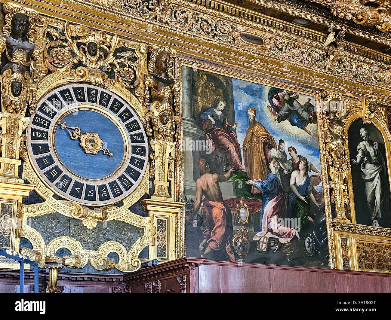 Clock in the impressive interior of Doge Palace Stock Photo - Alamy