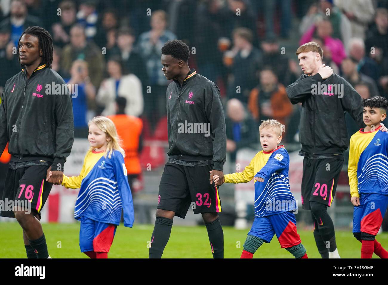 Chelsea FC forward Tyrique George (32) walking out before the FC ...