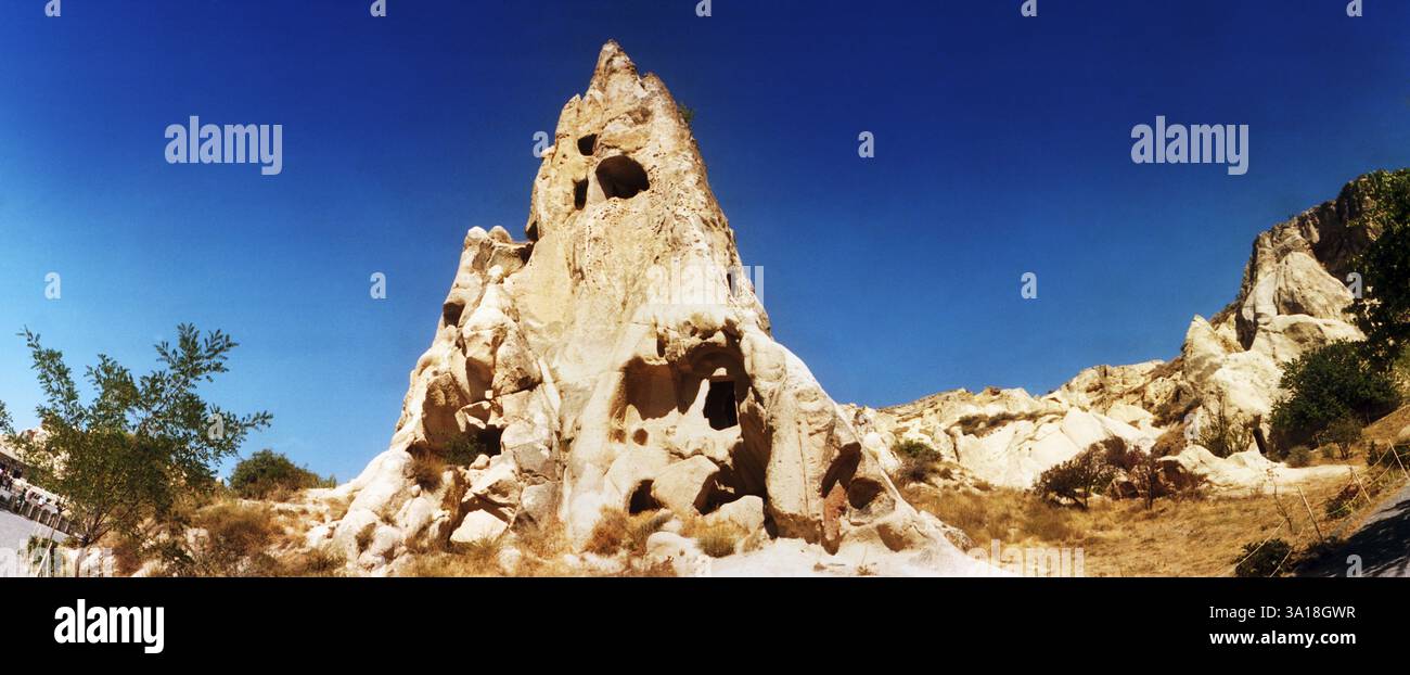 Panoramic landscape with the caves and Fairy Chimneys, Cappadocia ...