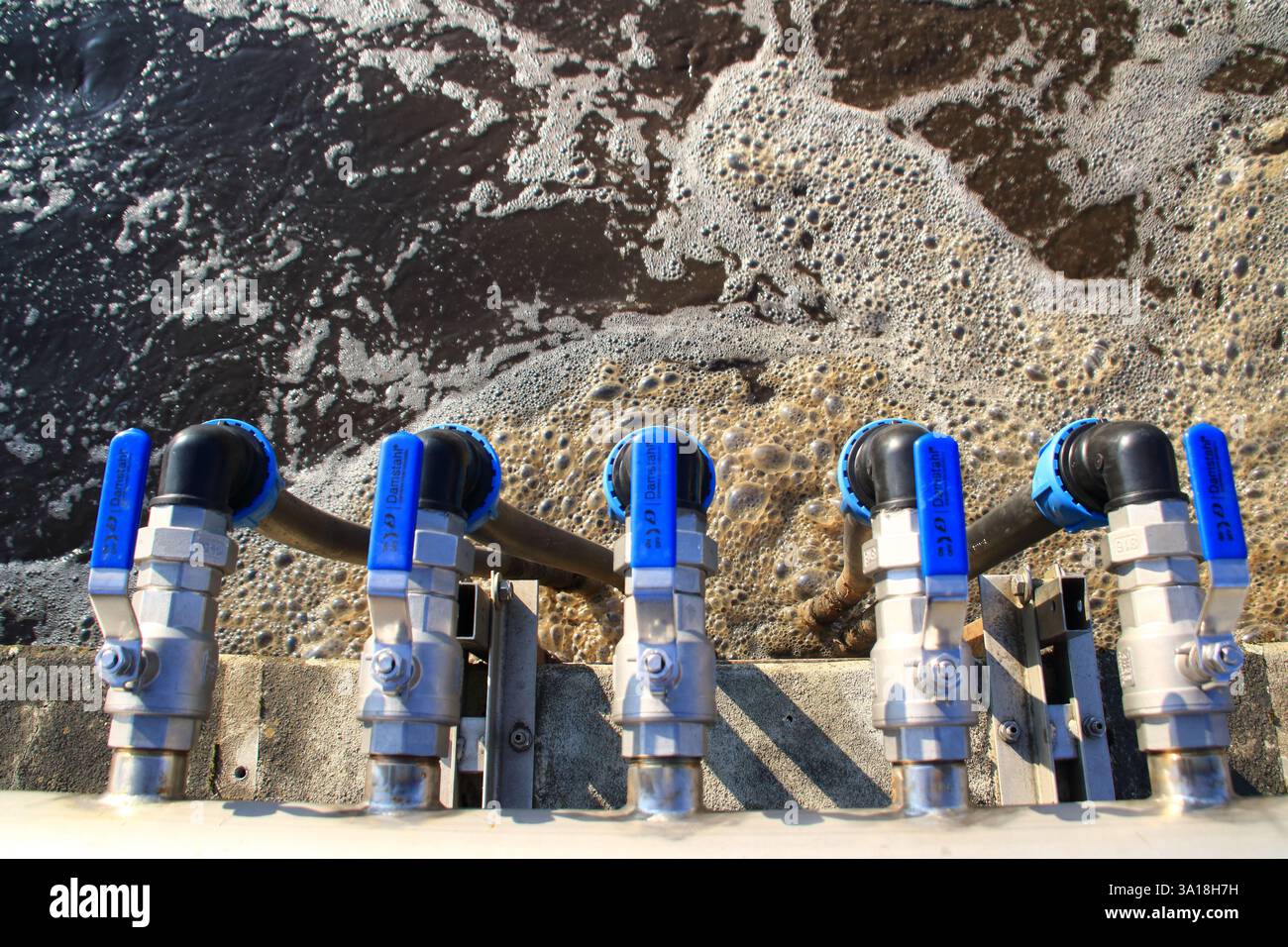 Valves for opening and closing the air flow in a sewage treatment plant ...