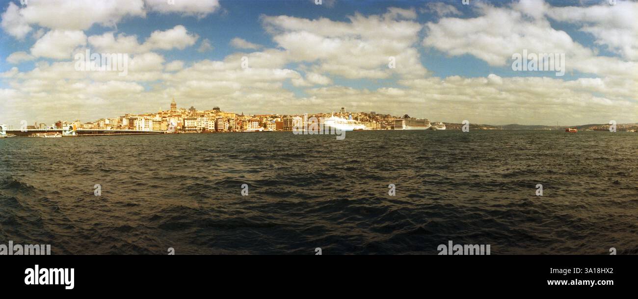 Panoramic view of the Bosphorus Strait, Istanbul, Turkey Stock Photo ...