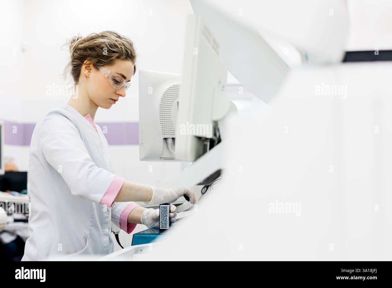 high-tech equipment in a modern laboratory, analyzing biological ...