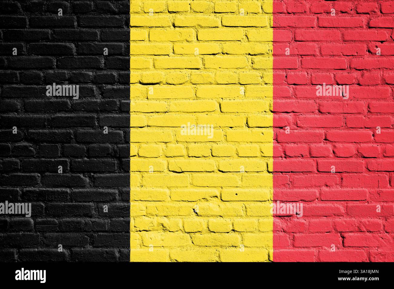 Flag of Belgium painted on the brick wall Stock Photo - Alamy