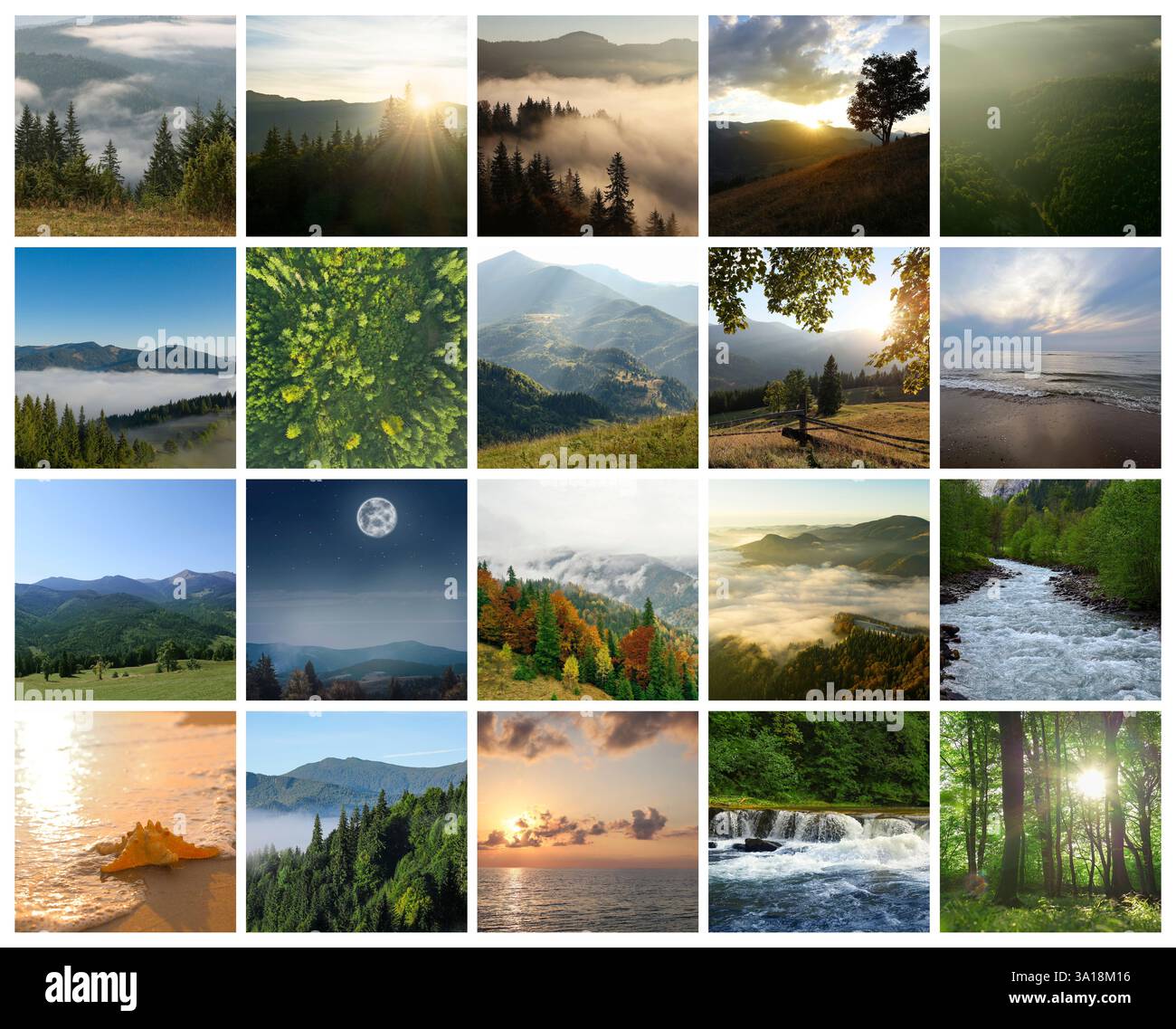 Picturesque nature. Collage with beautiful photos of different ...
