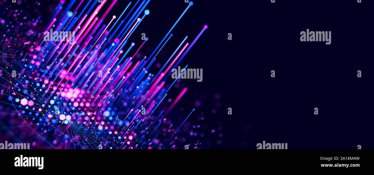 Big Data complex graph. Quantum computing universe. Cyber space of AI technology. Futuristic ...