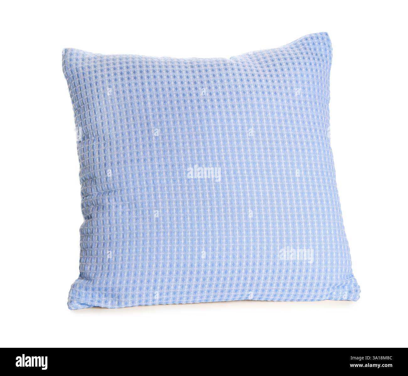 Pillow in blue color isolated on white Stock Photo - Alamy