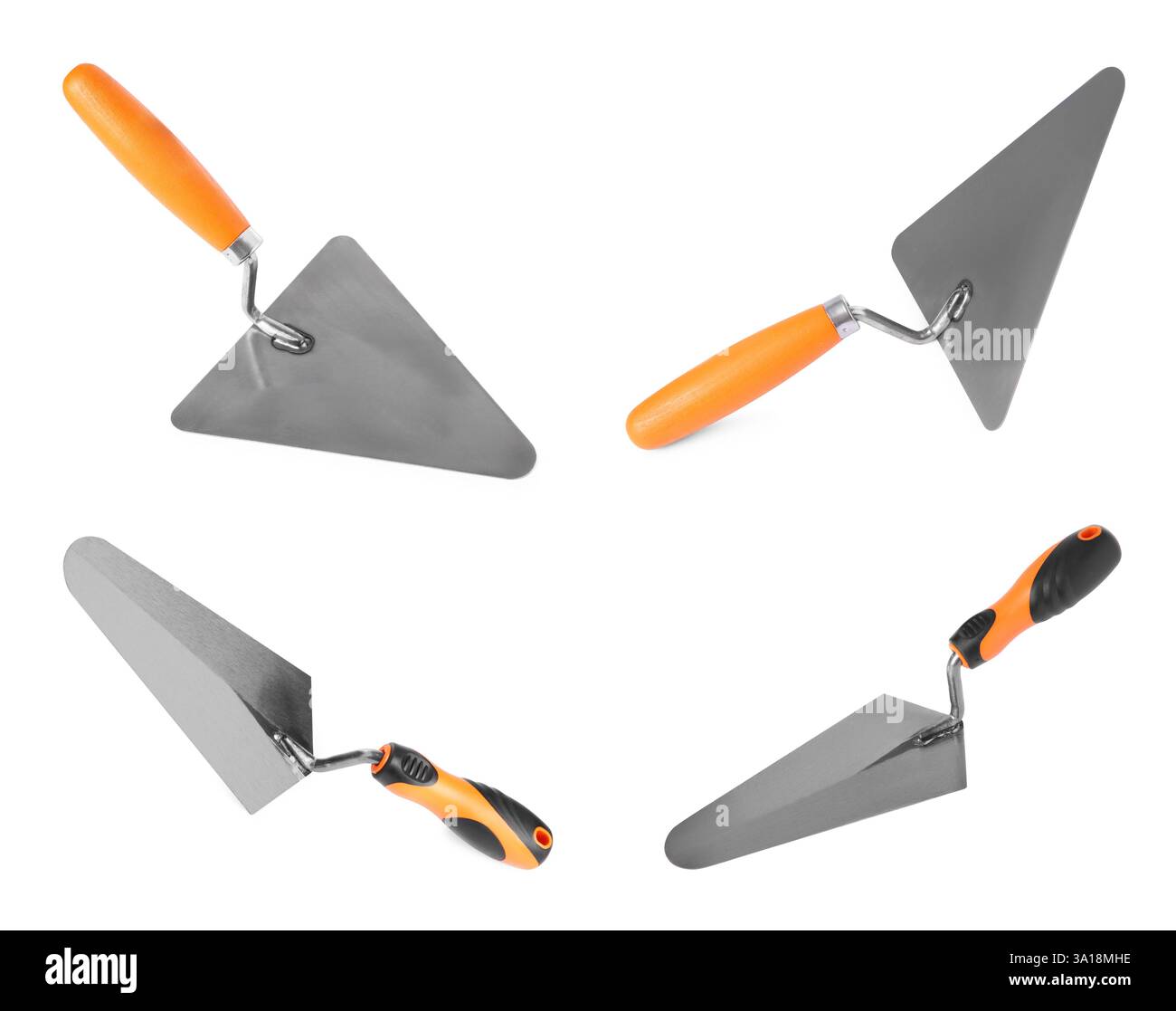 Trowels isolated on white, set. Construction tool Stock Photo - Alamy