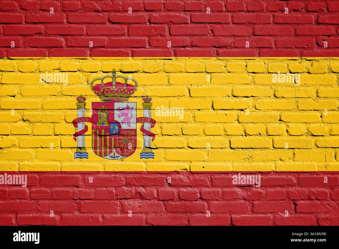 Flag of Spain painted on the brick wall Stock Photo - Alamy