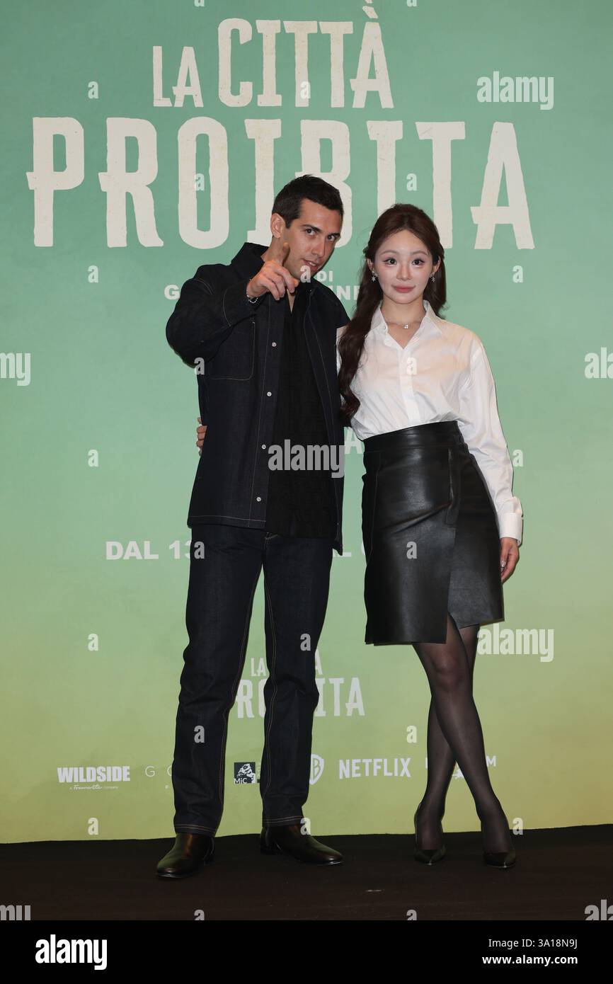 Enrico Borello , Yaxi Liu Photocall of the press conference of the movie -La cittˆ proibita ...