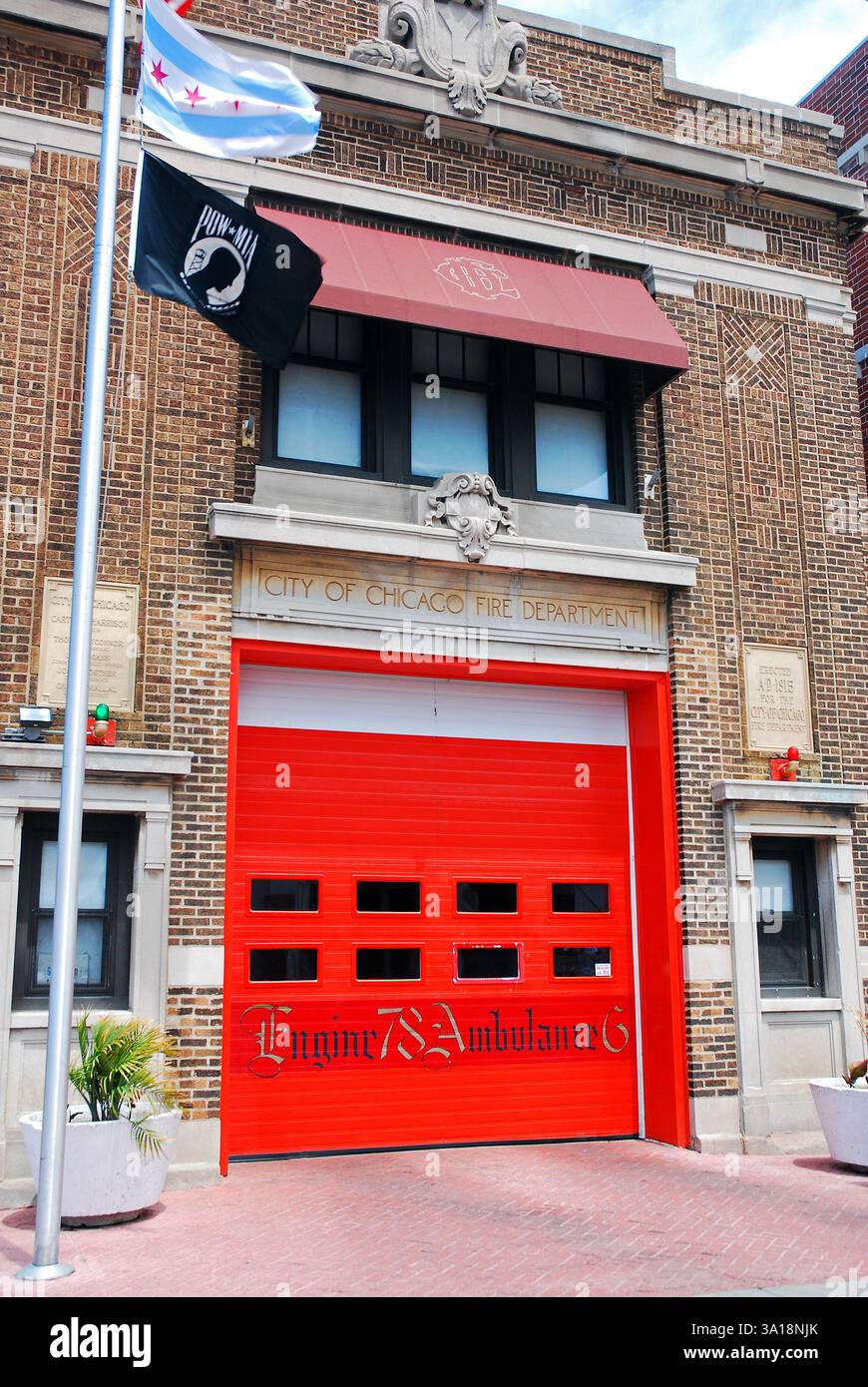 A Historic Chicago Fire Station houses the Fire Department firetrucks ...
