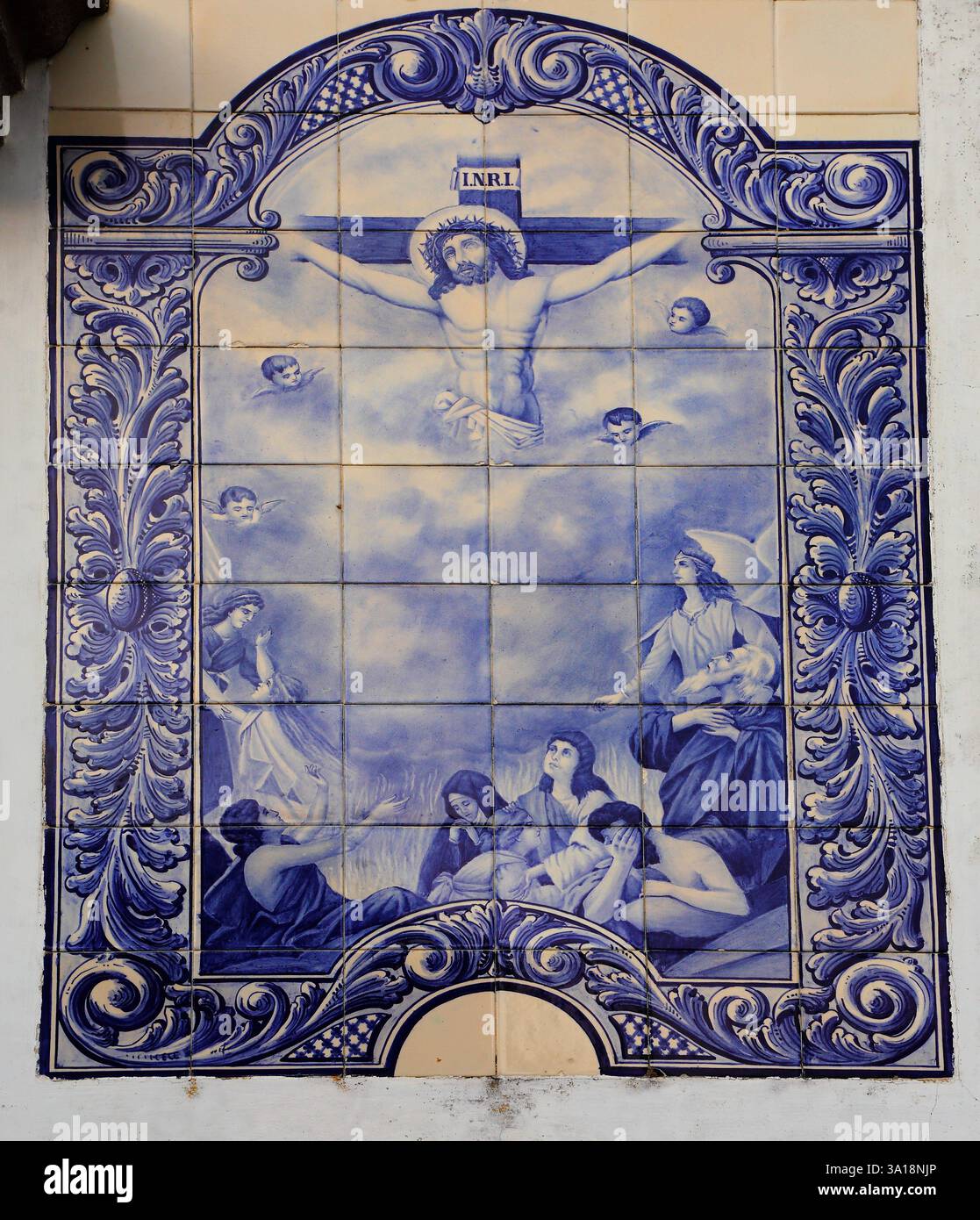 Portugal, Guimaraes. Typical historic Baroque style, blue and white ...