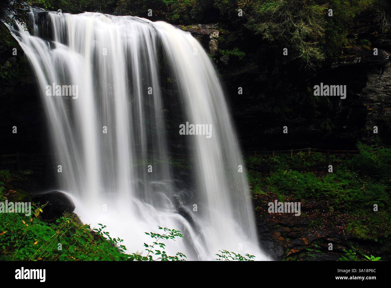 Serene waterfalls slowly cascade in a forest Stock Photo - Alamy