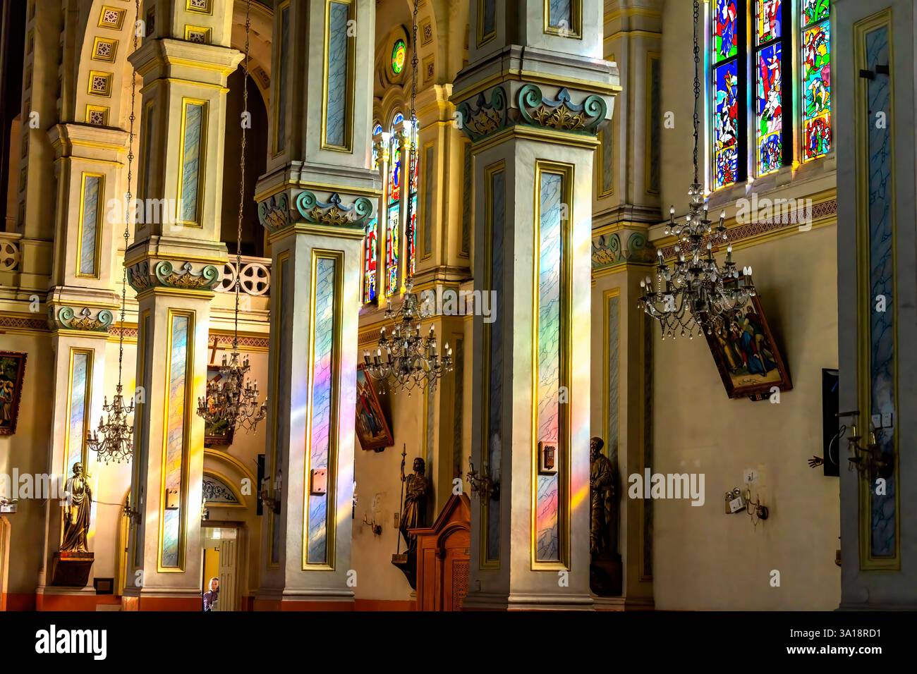 Colorful Stained Glass Reflection Basilica St Joseph Cathedral Xikai ...