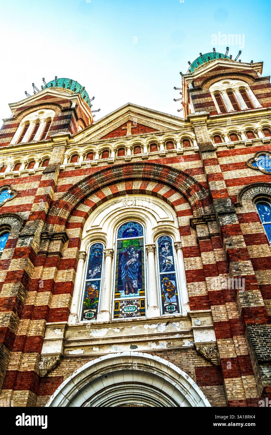 Colorful Facade St Joseph Cathedral Xikai Church Tianjin China. Roman ...