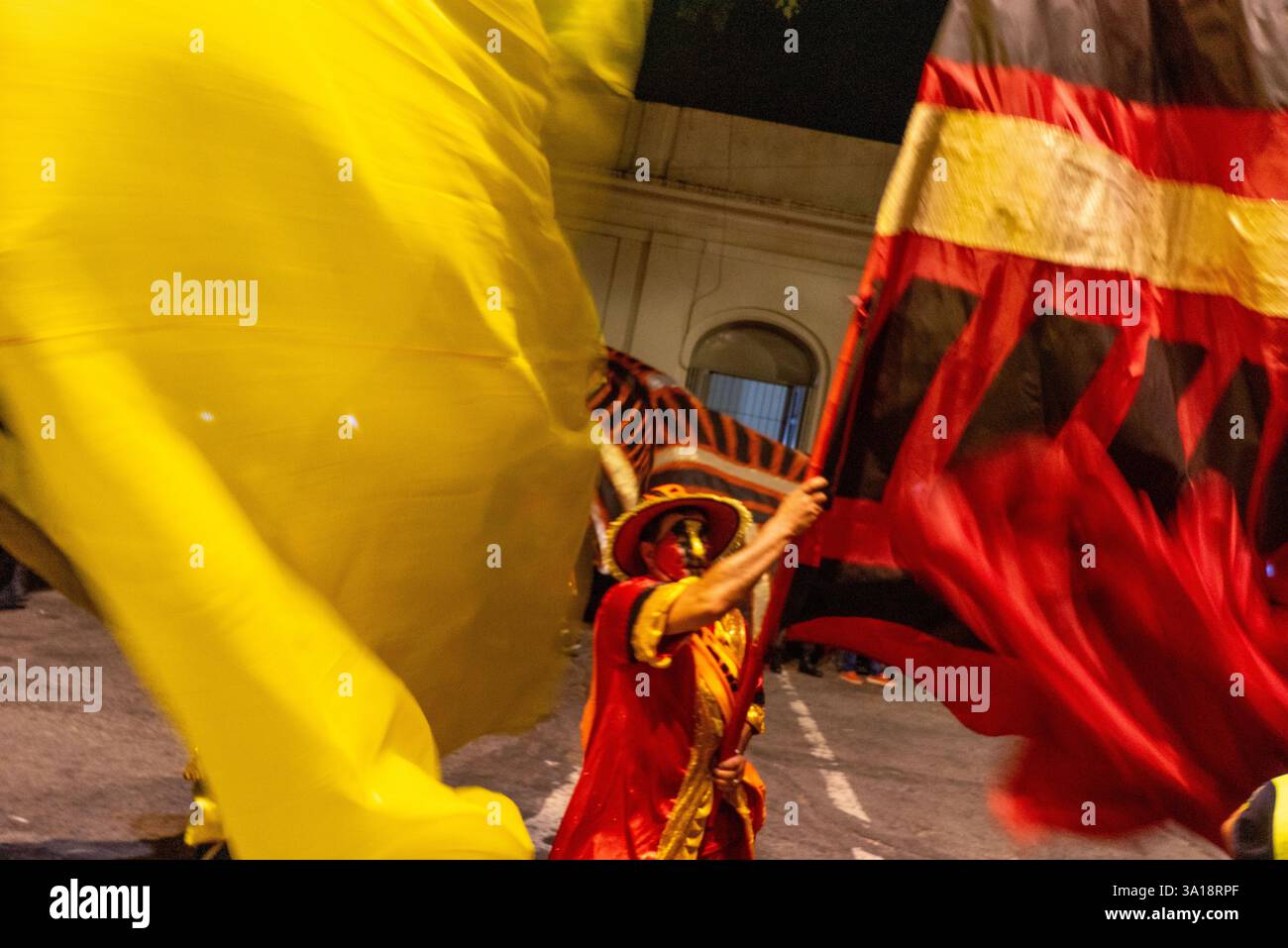 Drummers and dancers from 'comparsas' groups celebrating the ...
