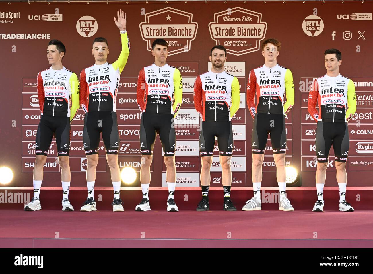 Siena, Italy. 07th Mar, 2025. Intermarche-Wanty riders and pictured ...